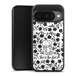 DeinDesign Google Pixel 10 Pro Handy Silikon H&uuml;lle Case schwarz Handyh&uuml;lle Peanuts Flowers Snoopy