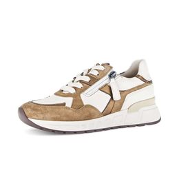 Sneaker Gabor "Sneaker low Materialmix Leder", Damen, Gr. 35, beige, Schuhe Sneaker