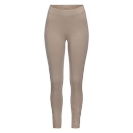Damen Leggings, BENCH. LOUNGEWEAR, Gr. 40beige melange, Single Jersey, Obermaterial: 95% Baumwolle, 5% Elasthan, unifarben, Basic, Hosen, mit