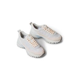 Sneaker Calvin Klein Jeans "HIKE RUNNER LACE UP TECHMIX", Damen, Gr. 40, beige, grau, Textil, Veloursleder, kontrastfarbene Details, Schuhe Sneaker, Halbschuh, Freizeitschuh, Schn&uuml;rschuh mit Profilsohle