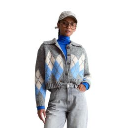 Marc O'Polo Cardigan MARC O'POLO DENIM "mit flauschiger Alpakawolle", Damen, Gr. XXL, medium grau, Obermaterial: 41% Polyamid, 32% Alpaka, 27% Wolle, gemustert, Rippb&uuml;ndchen, Strickjacken