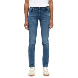 Slim-fit-Jeans Mustang "Damen Style Crosby Relaxed Slim", Damen, Gr. 26, L&auml;nge 32, blau (702 mittelblau), Denim/Jeans, 74% Baumwolle, 23% Polyester, 3% Elasthan, unifarben, slim fit, Jeans Slim-fit-Jeans
