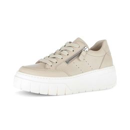 Sneaker Gabor "Sneaker low Glattleder", Damen, Gr. 37,5, beige, Schuhe Sneaker