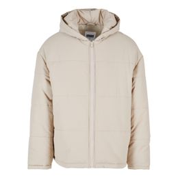 Allwetterjacke Urban Classics "Urban Classics Herren Hooded Block Puffer Jacket", Damen, Gr. L, wetsand, 100% Polyamid, unifarben, oversize, ohne Ausschnitt, Jacken