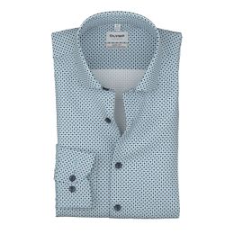 Langarmhemd OLYMP "Level Five 24/Seven", Herren, Gr. 39, N-Gr, bleu, Web, Obermaterial: 64% Baumwolle, 27% Polyester, 9% Elasthan, k&ouml;rpernah normal, 2-Knopf-Manschette, Hemden, Businesshemd, body fit, Modern Kentkragen, Climate Control