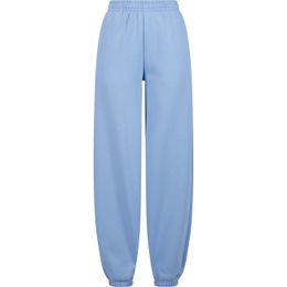Jogginghose Urban Classics "Urban Classics Ladies Fluffy Sweatpants", Damen, Gr. XS, US-Gr&ouml;&szlig;en, powderblau, 70% Baumwolle, 30% Polyester, unifarben, loose fit, Hosen Jogginghose
