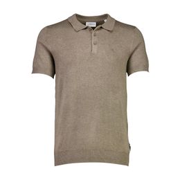 Poloshirt LINDBERGH "LINDBERGH Poloshirt", Herren, Gr. L, dk sand mel, Obermaterial: 80% Viskose, 20% Nylon, schmal, V-Ausschnitt, Shirts