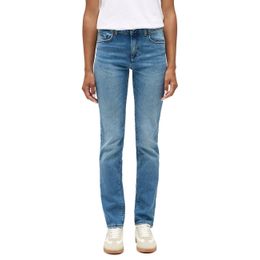 Slim-fit-Jeans Mustang "Damen Style Shelby Slim", Damen, Gr. 25, L&auml;nge 32, blau (402 mittelblau), Denim/Jeans, 90% Baumwolle, 6% Polyester, 4% Elasthan, unifarben, slim fit, Jeans Slim-fit-Jeans