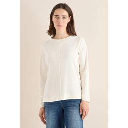 Langarmshirt Cecil, Damen, Gr. XL (44), creamy wei&szlig;, Web, 50% Baumwolle, 50% Modal, unifarben, comfort fit normal, hoch geschlossener Ausschnitt, B&uuml;ndchen, Shirts Langarmshirt, in Unifarbe