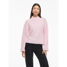 Stehkragenpullover Vila, Damen, Gr. M, cherry blossom detail:melange, Strick, Obermaterial: 70% Polyester, 20% Polyacryl, 10% Nylon, meliert, normal, hoch geschlossener Ausschnitt, Pullover Stehkragenpullover