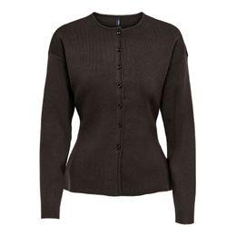 Strickjacke Only "ONLLUCY LS O-NECK CARDIGAN EX KNT", Damen, Gr. XS, chocolate torte detail:dtm buttons, Strick, Obermaterial: 50% Polyester, 36% Viskose, 14% Nylon, unifarben, regular fit normal, Rundhals, Strickjacken Strickjacke, Materialmix, regular fit, Rundhals