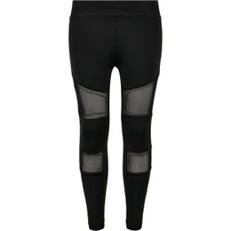 Leggings Urban Classics "Urban Classics Damen Girls Tech Mesh Leggings", Damen, Gr. 122/128, Normalgr&ouml;&szlig;en, schwarz, 80% Polyamid, 20% Elasthan, unifarben, skinny fit, Hosen Leggings