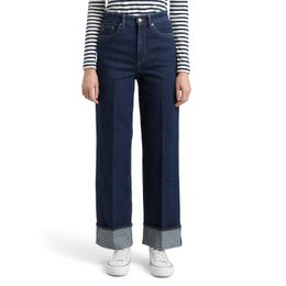 5-Pocket-Jeans Tom Tailor Denim, Damen, Gr. XXL, L&auml;nge 32, blau (rinsed blau denim), Denim/Jeans, Obermaterial: 99% Baumwolle, 1% Elasthan, unifarben, normal lang, Jeans 5-Pocket-Jeans, mit Bundfalte und weitem Bein