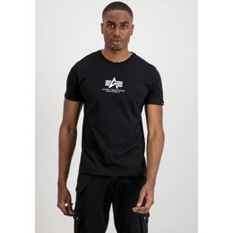 Rundhalsshirt Alpha Industries "Basic T ML", Herren, Gr. XXL, schwarz, Single Jersey, Obermaterial: 100% Baumwolle, bedruckt, normal normal, Rundhals, gerader Abschluss, Shirts Rundhalsshirt, Baumwolle, regular fit