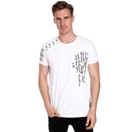 T-Shirt Rusty Neal, Herren, Gr. S, wei&szlig;, 100% Baumwolle, normal, Rundhals, Shirts T-Shirt, im tollen Vintage-Look