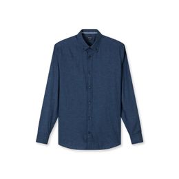 Langarmhemd OLYMP "OLYMP Casual, regular fit, Button-down", Herren, Gr. L, Normaler Arm, marine, 100% Baumwolle, Hemden