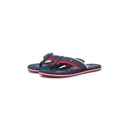 Tommy Hilfiger Damen Zehentrenner "HILFIGER TUMBLE BEACH SANDAL", Gr. 43dunkelblau, Lederimitat, Textil, Schuhe, Sommerschuh, Badeschuh mit