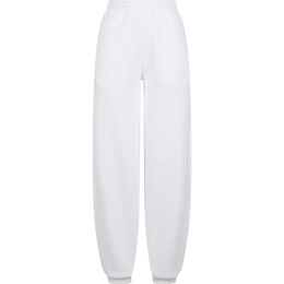 Jogginghose Urban Classics "Urban Classics Ladies Fluffy Sweatpants", Damen, Gr. XS, US-Gr&ouml;&szlig;en, wei&szlig;, 70% Baumwolle, 30% Polyester, unifarben, loose fit, Hosen Jogginghose
