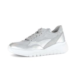 Gabor Damen Sneaker "Sneaker low Materialmix Leder/Lederimitat", Gr. 43silber, Schuhe
