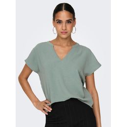 Jacqueline de Yong Shirtbluse JDY "JDYLION S/S TOP WVN NOOS", Damen, Gr. 40L, chinois gr&uuml;n, Web, Obermaterial: 100% Polyester, unifarben, regular fit normal, V-Ausschnitt, Blusen