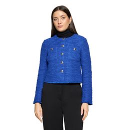 Jackenblazer Betty Barclay "Damen langarm", Damen, Gr. 44, adria blau, Boucl&eacute;, Obermaterial: 60% Baumwolle, 38% Polyester, 2% Polyester, Basic, normal normal, Rundhals, Blazer