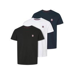 Kurzarmhemd VINSON "VINSON 3-pack T-shirt Massimo", Herren, Gr. M, Normalgr&ouml;&szlig;en, shoe, hellwei&szlig;, schwarz sap, Obermaterial: 100% Baumwolle, Hemden
