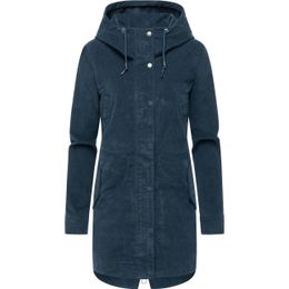 Kurzmantel Ragwear "Cannas Cordy YOUMODO", Damen, Gr. L (40), dunkelpetrol, Cord, Obermaterial: 98% Baumwolle, 2% Elasthan; Innenfutter: 100% Polyester, figurumspielend ca. Mitte Oberschenkel, hoch geschlossener Ausschnitt, &Auml;rmel ohne &Auml;rmelschlitz abgesteppte Kante mit Druckknopf,verstellbar, M&auml;ntel Kurzmantel, &Uuml;bergangsmantel in Kord-Optik mit Kapuze