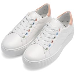 Ara Damen Plateausneaker "MONACO", Gr. 8wei&szlig;, aprikot, Glattleder, unifarben mit Farbeinsatz, Schuhe, Freizeitschuh, Halbschuh, Schn&uuml;rer mit