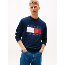 Sweatshirt Tommy Jeans "TJM BIG FLAG CREWNECK", Herren, Gr. XXL, schwarz night navy, Sweatware, Obermaterial: 100% Baumwolle, Rundhals, B&uuml;ndchen, Sweatshirts Sweatshirt, regular fit