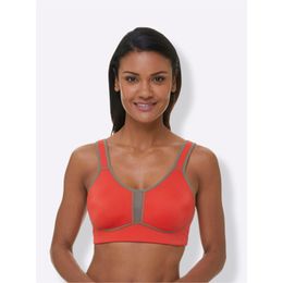 Viania Damen Sport-BH ohne B&uuml;gel mit Frotteefutter, korallenrot, Gr&ouml;&szlig;e 75B