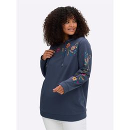sheego Gro&szlig;e Gr&ouml;&szlig;en Sweatshirt mit floralem Druck, rauchblau, Gr&ouml;&szlig;e 52/54 - Damen