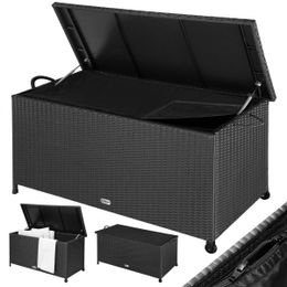 Casaria Gartenbox Polyrattan Schwarz 117x53x60cm mit Griffen & Rollen