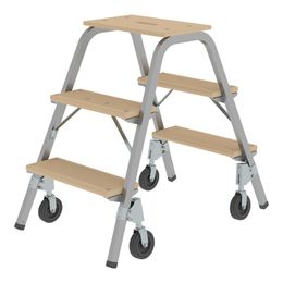 MUNK Stahl-Holz-Tritt Brems-Bockrollen 3 Stufen (039013)