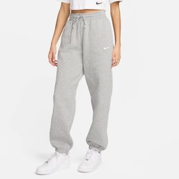 Sporthose Nike Sportswear "W NSW PHNX FLC HR OS PANT 2", Damen, Gr. XL, N-Gr, grau (dk grau heather, sail), Obermaterial: 80% Baumwolle, 20% Polyester, Hosen Sporthose, weiches Material, lockere Passform, sportlicher Stil