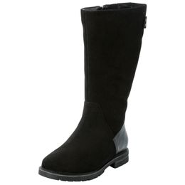 sheego Gro&szlig;e Gr&ouml;&szlig;en Weitschaftstiefel aus Leder mit Fellimitat, schwarz, Gr&ouml;&szlig;e 37 - Damen