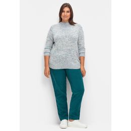 sheego Gro&szlig;e Gr&ouml;&szlig;en Strickpullover mit Stehkragen, mint-meliert, Gr&ouml;&szlig;e 50 - Damen