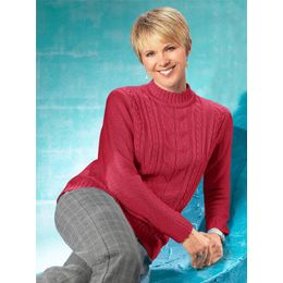 Stehkragenpullover Classic Basics "Pullover", Damen, Gr. 44, rot (dunkelrot), 100% Polyacryl, unifarben, figurumspielend, Pullover Stehkragenpullover