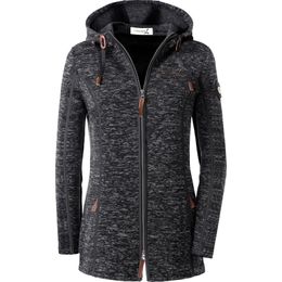 CR&Eacute;ATION L Damen Kapuzenfleecejacke mit Umlegekragen schwarz-meliert Gr&ouml;&szlig;e 38