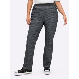 sheego Gro&szlig;e Gr&ouml;&szlig;en Schlupfjeans mit geripptem Strick-Dehnbund, grey-denim-bedruckt, Gr&ouml;&szlig;e 225 - Damen