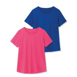 sheego Gro&szlig;e Gr&ouml;&szlig;en Longshirt im Doppelpack, royalblau + pink, Gr&ouml;&szlig;e 56 - Damen