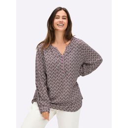 sheego Gro&szlig;e Gr&ouml;&szlig;en Druckbluse aus Viskose in ECOVERO-Qualit&auml;t, mauve-dunkeltaupe-bedruckt, Gr&ouml;&szlig;e 50 - Damen