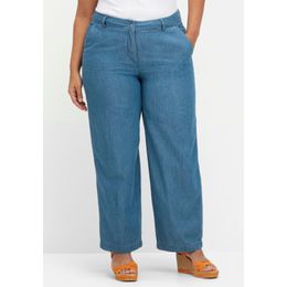sheego Gro&szlig;e Gr&ouml;&szlig;en Culotte in Jeans-Qualit&auml;t, Baumwolle, blue-bleached, Gr&ouml;&szlig;e 50 - Damen