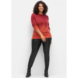sheego Gro&szlig;e Gr&ouml;&szlig;en Jacquardpullover aus Jacquard-Strick, dunkelrot-gemustert, Gr&ouml;&szlig;e 56 - Damen