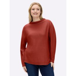 sheego Gro&szlig;e Gr&ouml;&szlig;en Langarm-Pullover aus reiner Baumwolle, rostrot, Gr&ouml;&szlig;e 46 - Damen