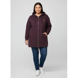 sheego Gro&szlig;e Gr&ouml;&szlig;en Sweatjacke mit 2-Wege-Rei&szlig;verschluss, burgund, Gr&ouml;&szlig;e 44 - Damen