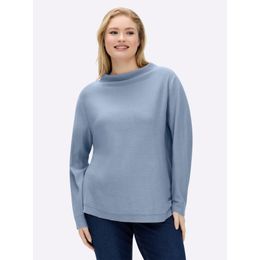 sheego Gro&szlig;e Gr&ouml;&szlig;en Langarm-Pullover aus reiner Baumwolle, bleu, Gr&ouml;&szlig;e 48 - Damen