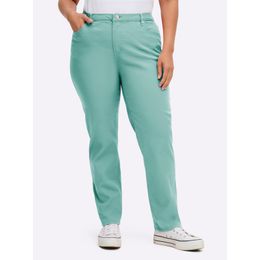 sheego Gro&szlig;e Gr&ouml;&szlig;en 5-Pocket-Jeans mit bestickten Ges&auml;&szlig;taschen, aqua, Gr&ouml;&szlig;e 52 - Damen