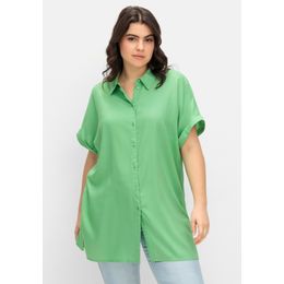 sheego Gro&szlig;e Gr&ouml;&szlig;en Longbluse mit hohen Seitenschlitzen, apfel, Gr&ouml;&szlig;e 48 - Damen