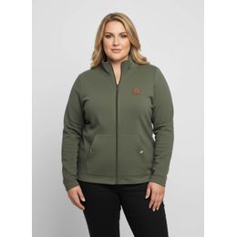 sheego Gro&szlig;e Gr&ouml;&szlig;en Shirtjacke mit K&auml;nguru-Taschen, khaki, Gr&ouml;&szlig;e 44 - Damen