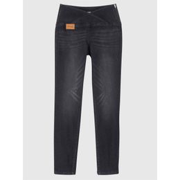 sheego Gro&szlig;e Gr&ouml;&szlig;en Stretch-Jeans mit &uuml;berlappendem Bund, black denim, Gr&ouml;&szlig;e 24 - Damen